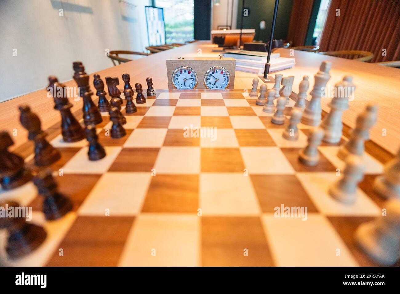 Chess Gameplay on a Chess Board With Chess Pieces and a Chess Clock ...