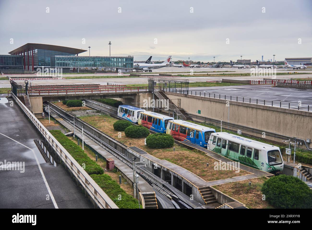 Train connecting terminals on Beijing Capital International Airport ...