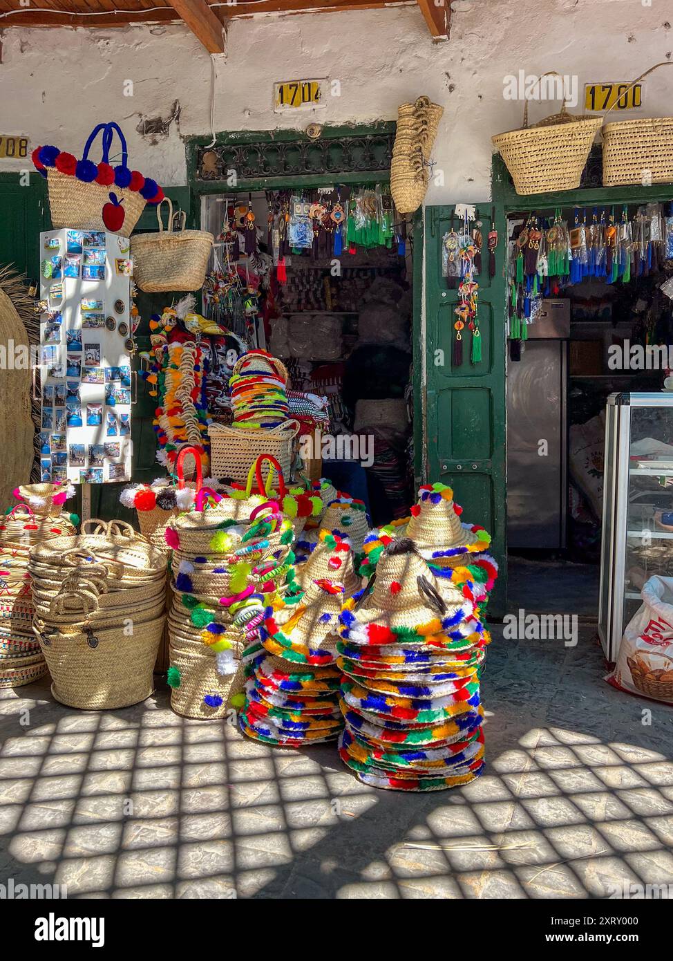 Wicker crafts for sale at a Tetouan medina shop Stock Photo - Alamy