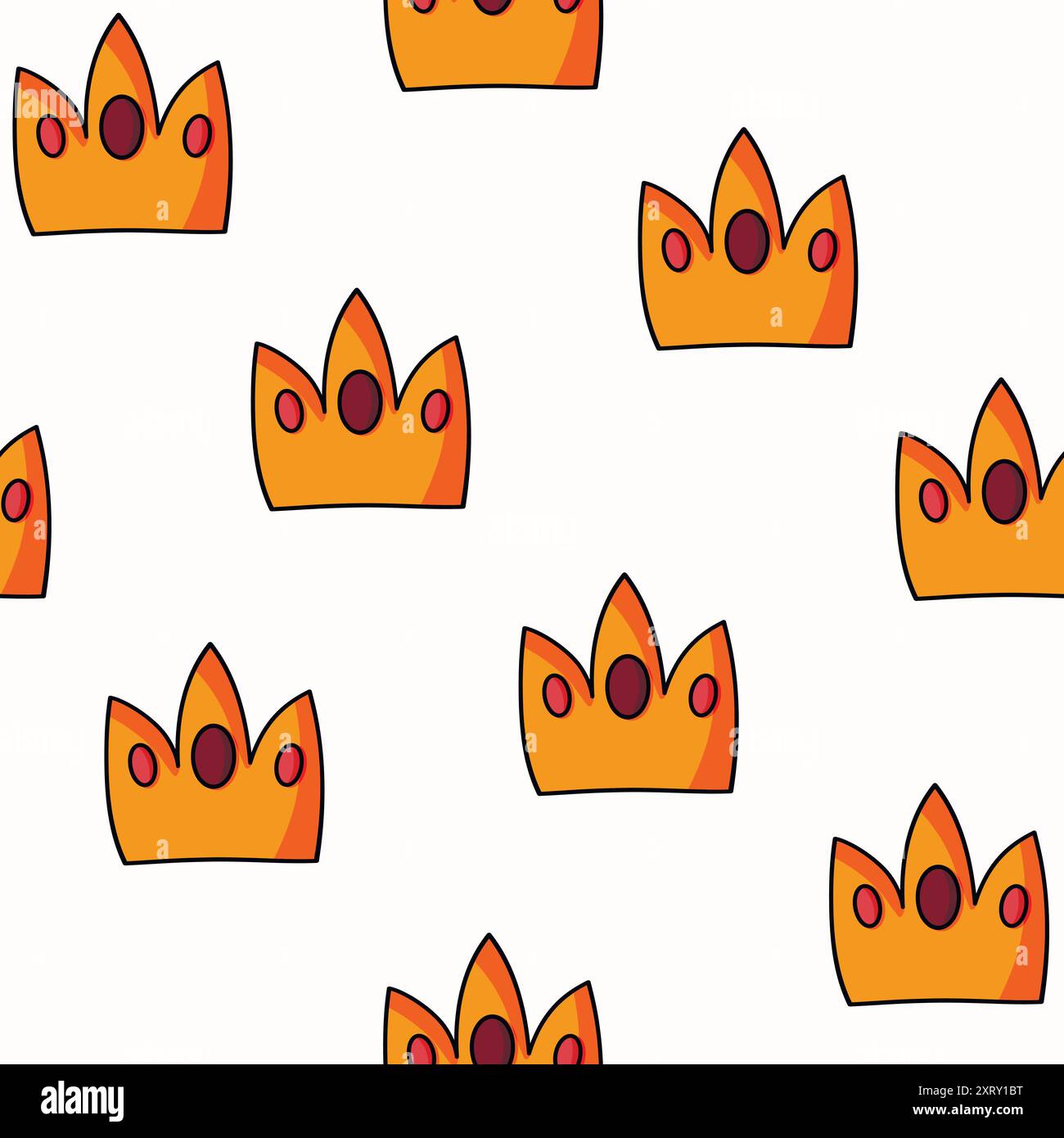 Seamless pattern with Crown on color background. Doodle vector ...