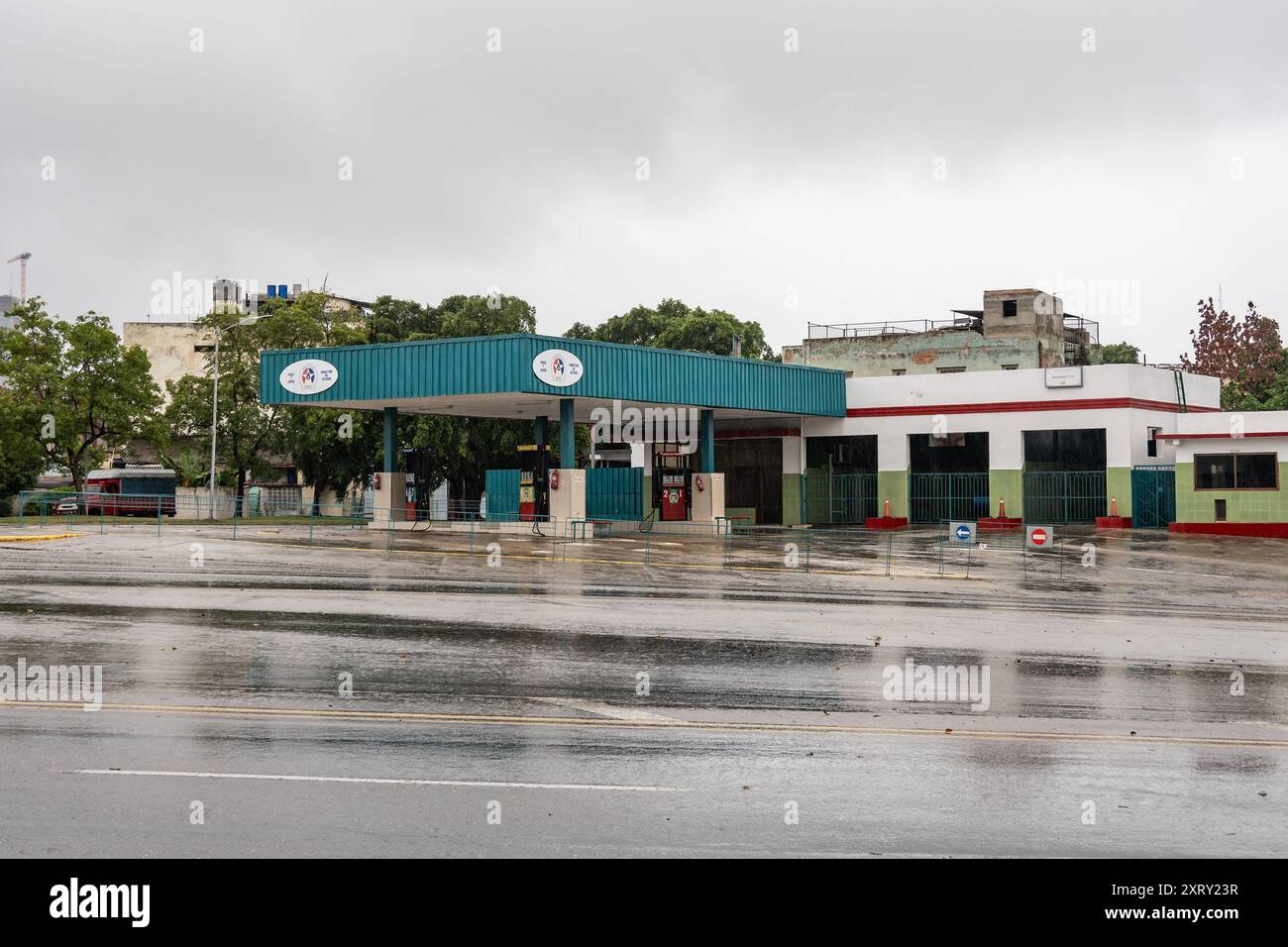 HAVANA, CUBA - AUGUST 28, 2023: Empty gas station in Havana, Cuba ...