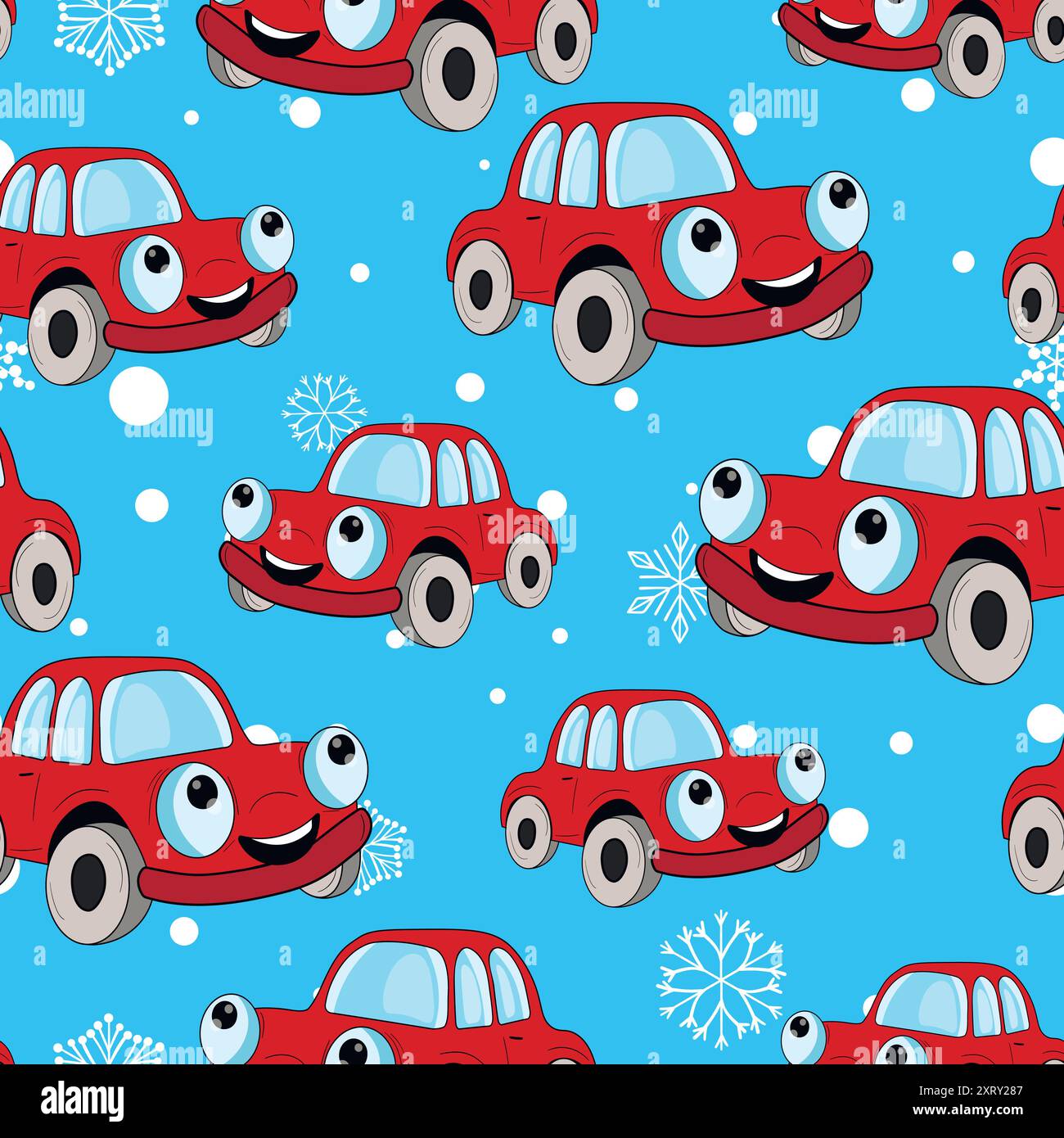 Seamless pattern with cute car on color background. Cartoot transport ...