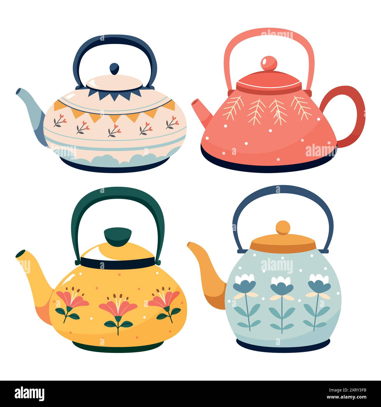 Cute teapots collection. Cozy tea pots, kettles, kitchenware, crockery ...