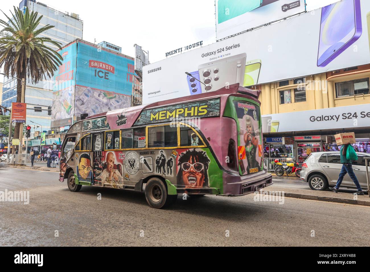 View of public transport on a street in downtown Nairobi, February 27 ...