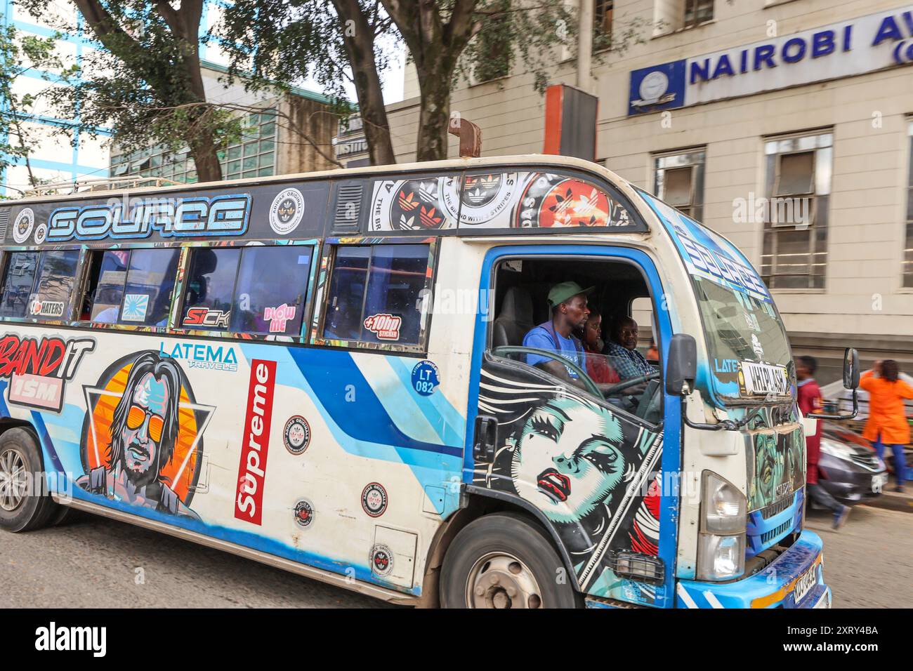 View of public transport on a street in downtown Nairobi, February 27 ...