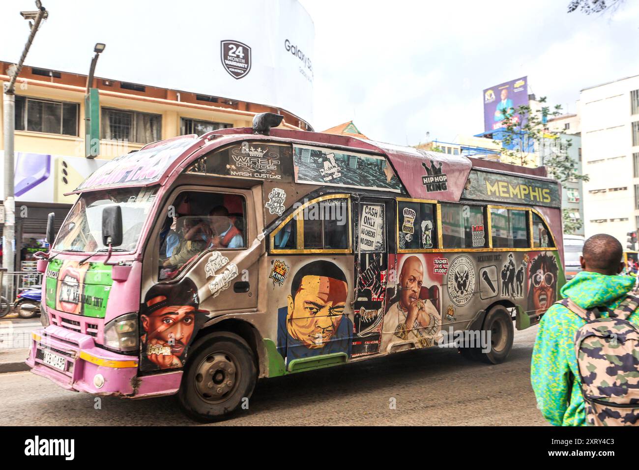 View of public transport on a street in downtown Nairobi, February 27 ...