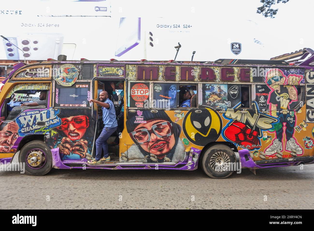 View of public transport on a street in downtown Nairobi, February 27 ...