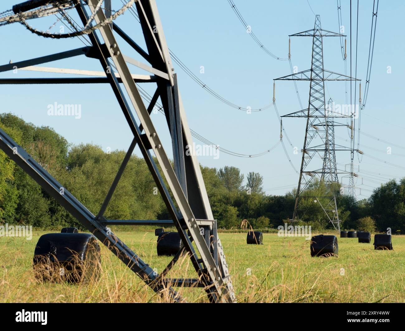 Pylons and silage bales on Kennington Meadows. I have always been ...