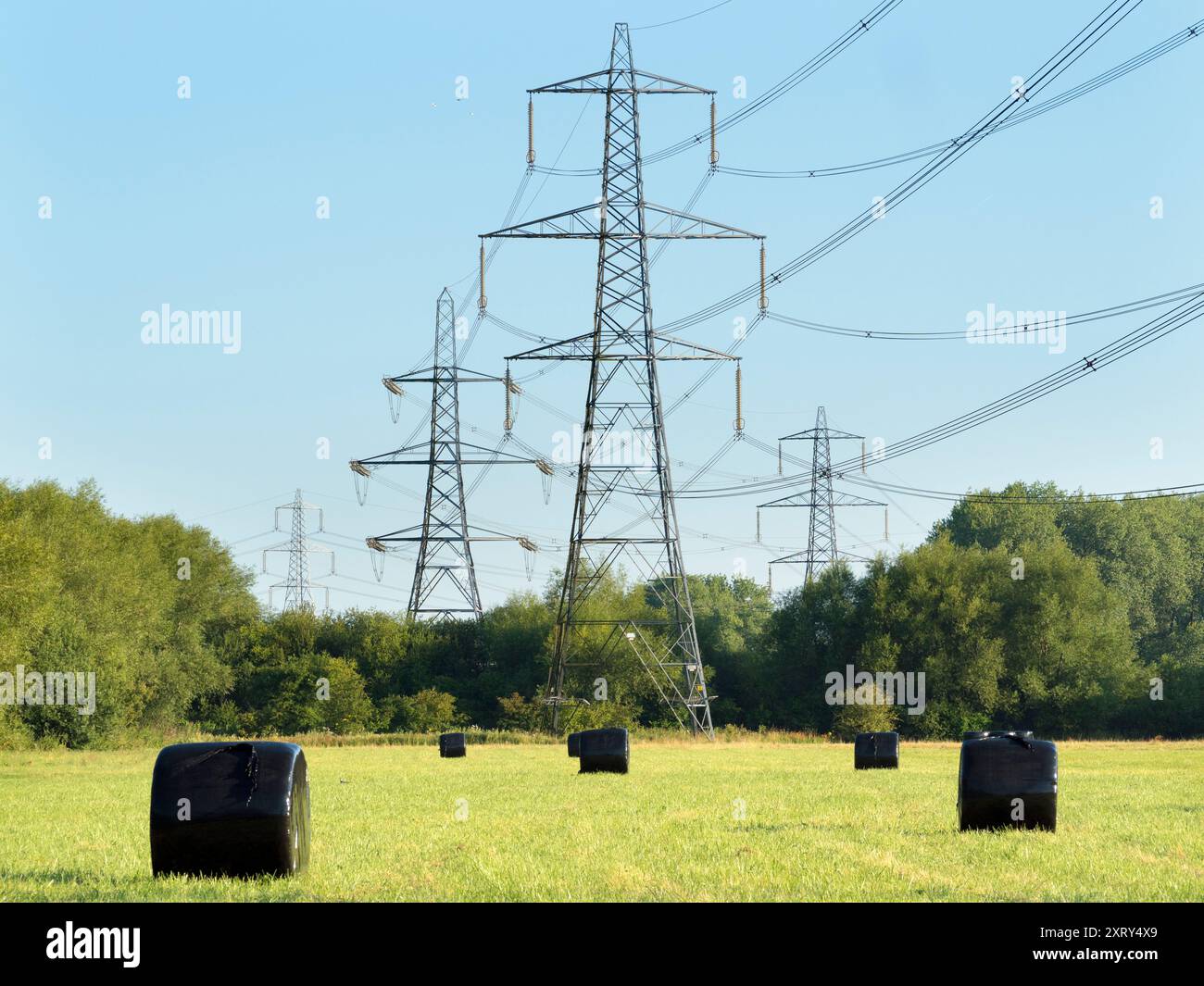 Pylons and silage bales on Kennington Meadows. I have always been ...