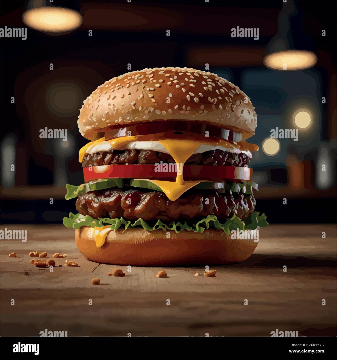 Double decker burger vector hi-res stock photography and images - Alamy