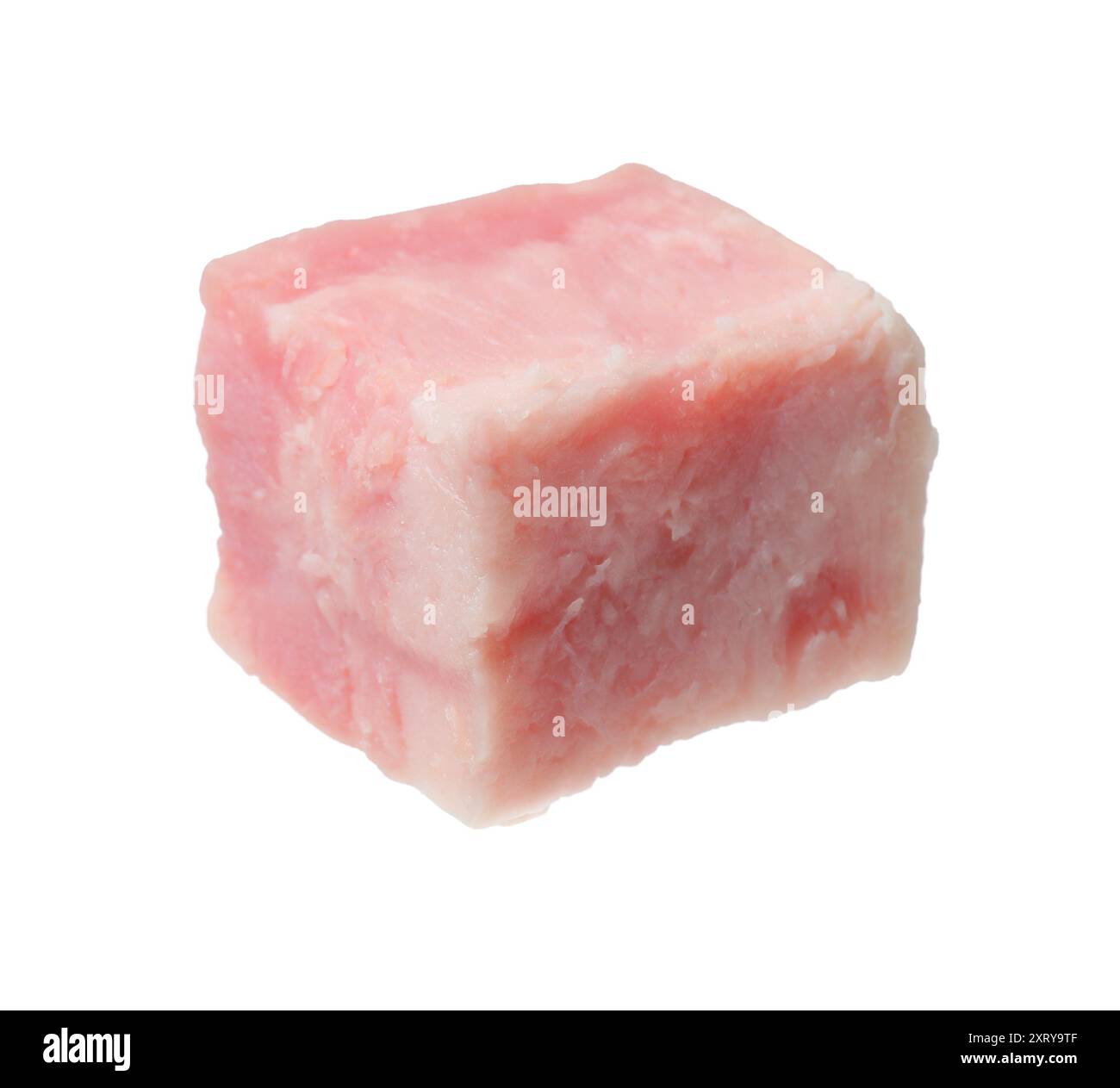 Cube of raw bacon isolated on white Stock Photo - Alamy