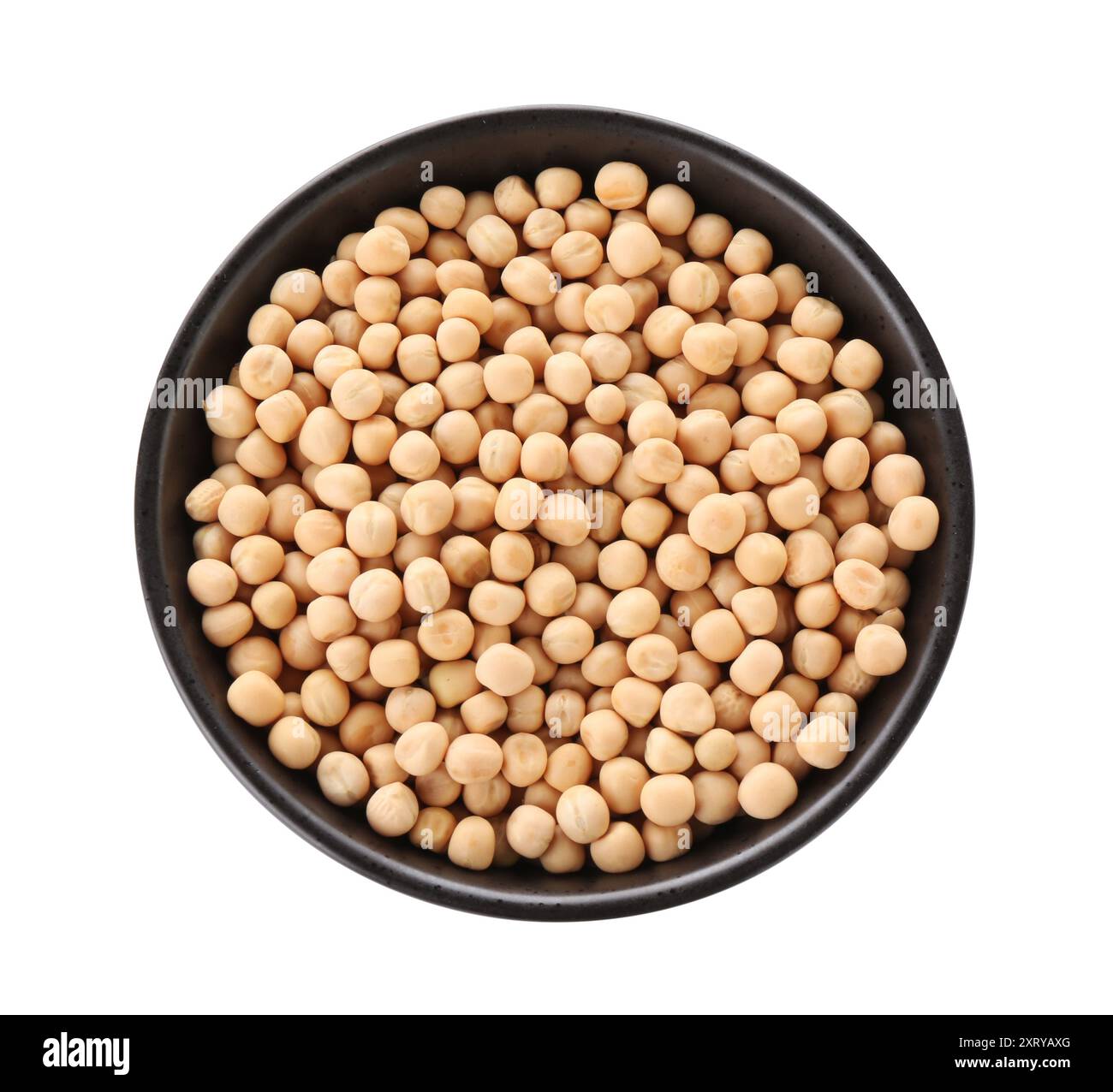 Dried peas in bowl isolated on white, top view Stock Photo - Alamy