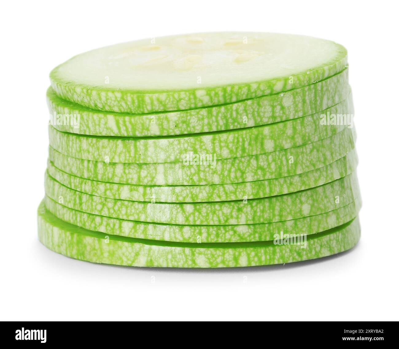 Stack of fresh zucchini pieces isolated on white Stock Photo - Alamy