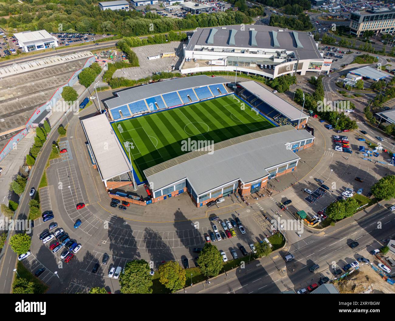 Aerial general view of the SMH Group Stadium, Chesterfield at SMH Group ...
