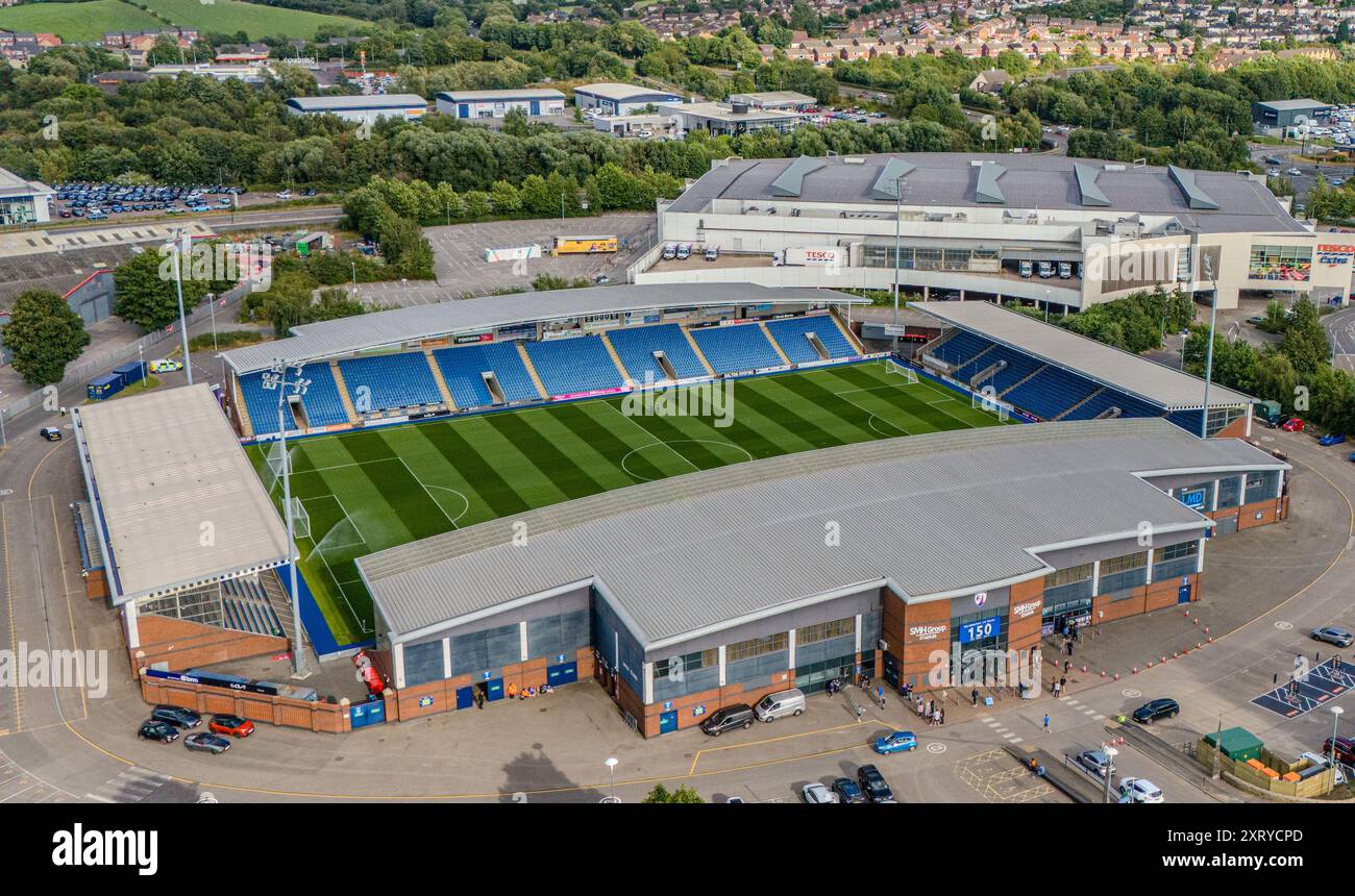 Aerial general view of the SMH Group Stadium, Chesterfield at SMH Group ...