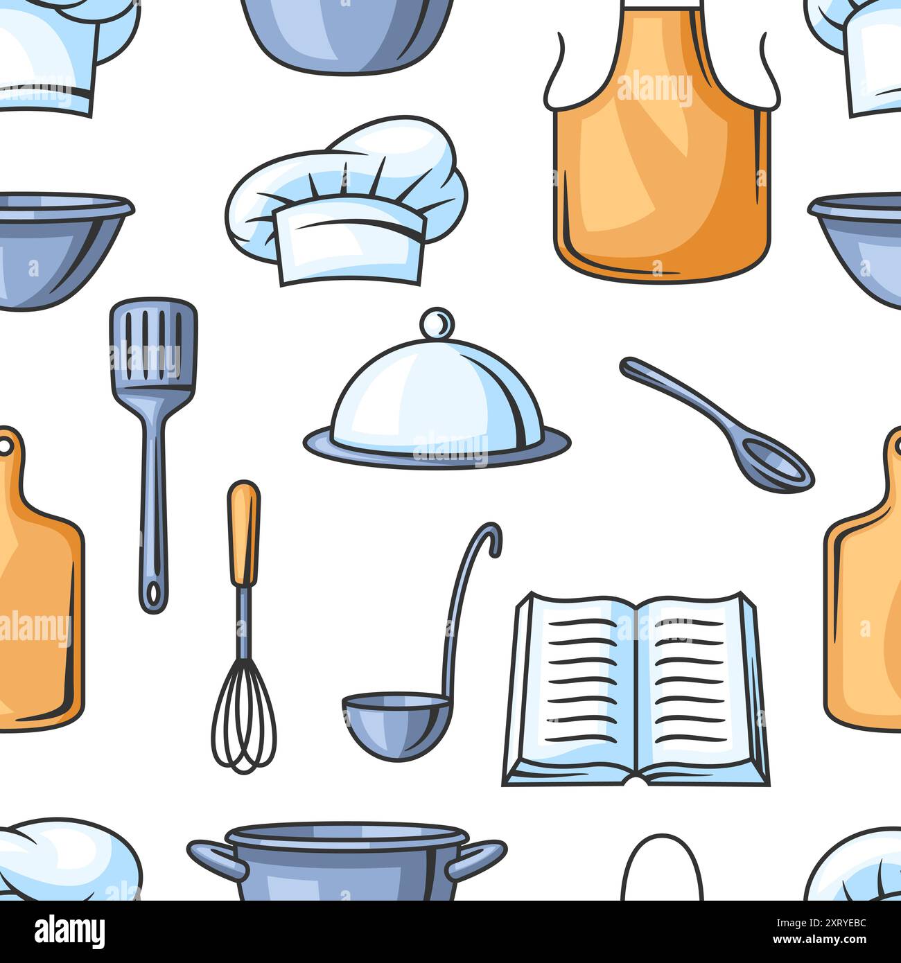 Pattern with kitchen utensils. Cooking tools for home and restaurant ...