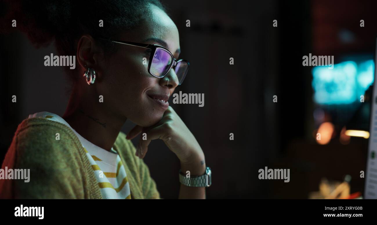 Portrait of Black Female Video Game Designer Creating Metaverse and ...