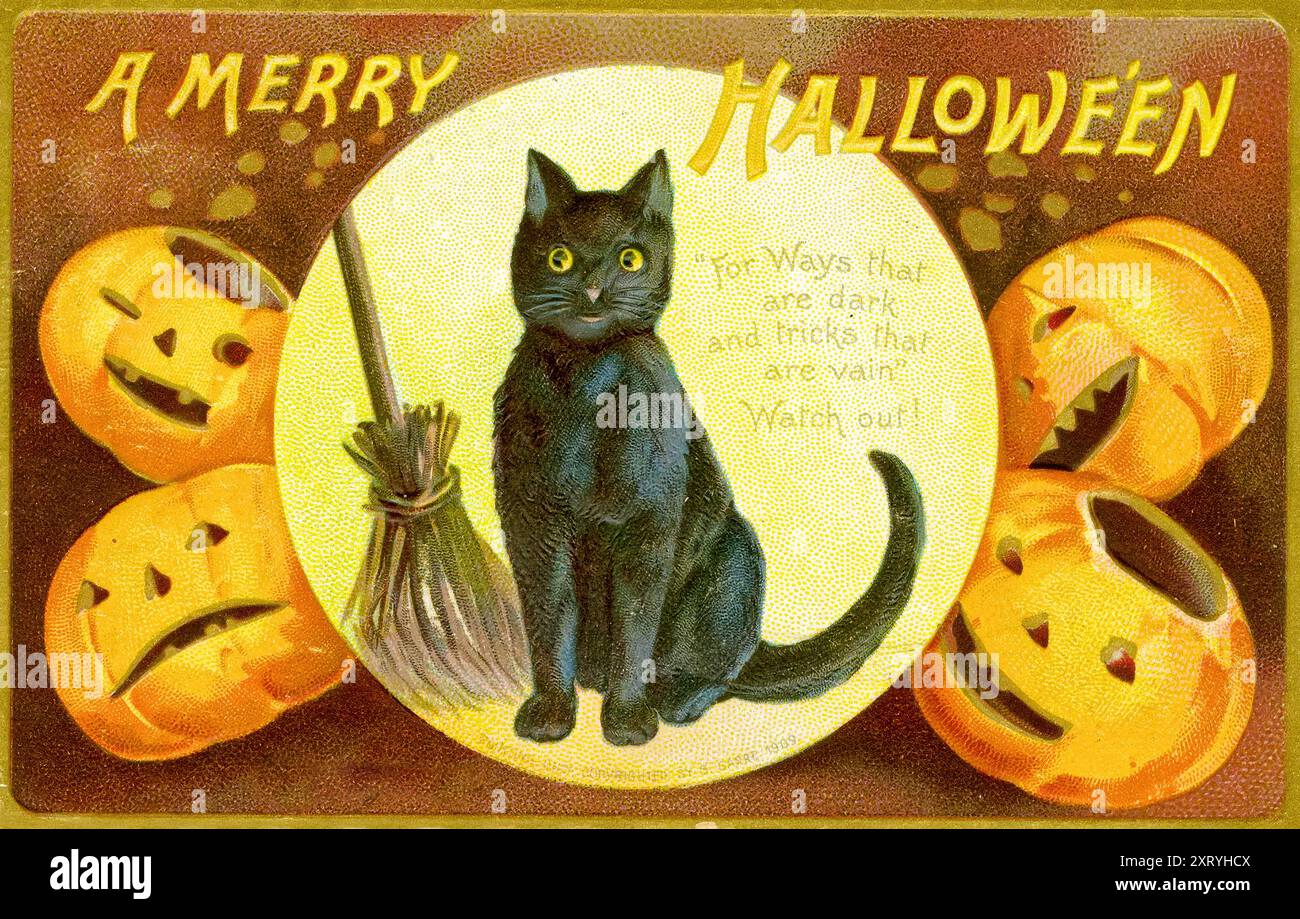 Vintage Halloween Greetings card Stock Photo - Alamy