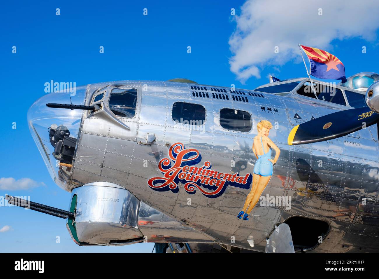 Boeing B-17 Flying Fortress vintage bomber plane cockpit, Bendix chin ...