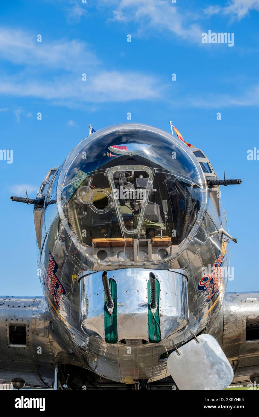 Boeing B-17 Flying Fortress vintage bomber plane cockpit, Bendix chin ...