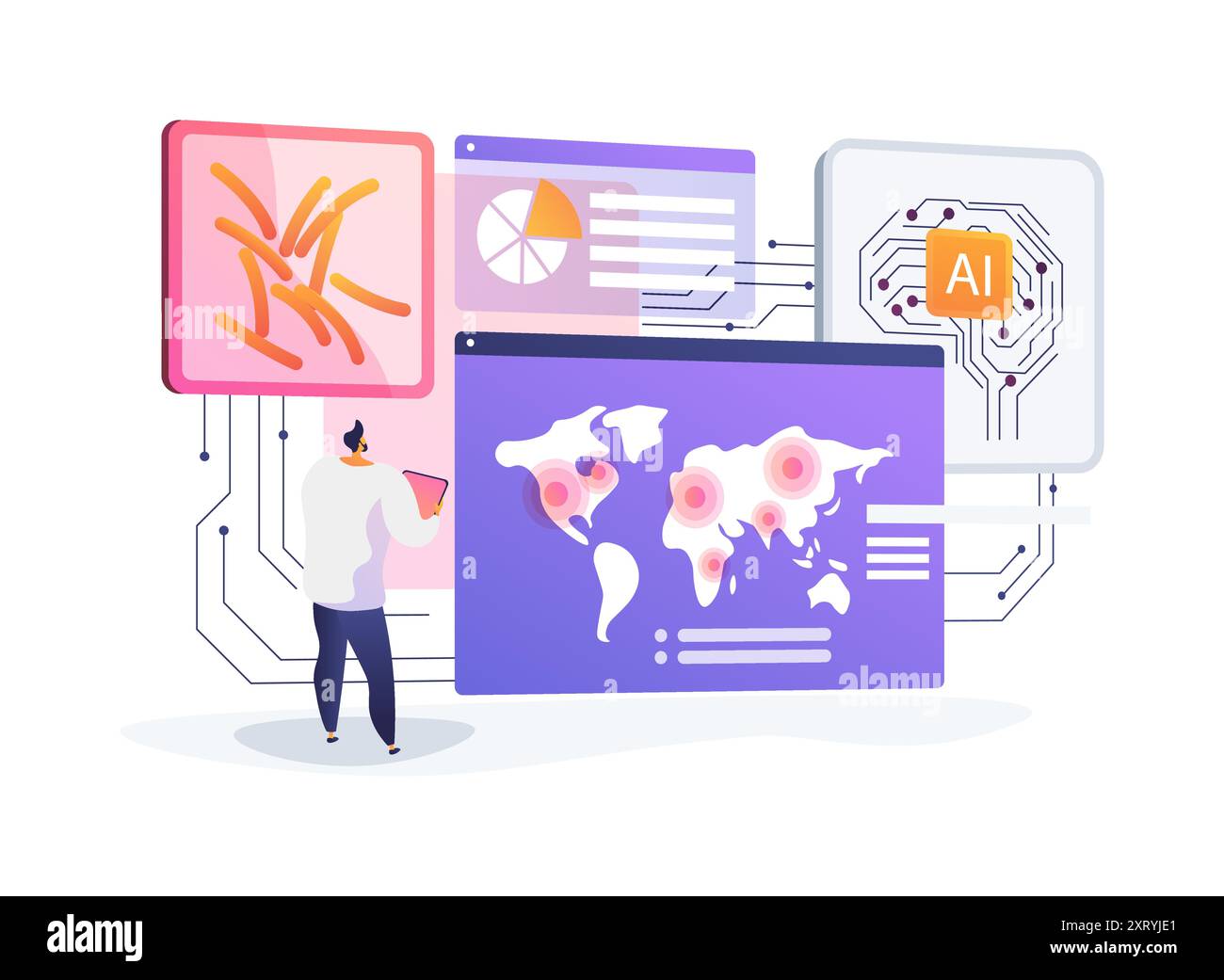 AI-Powered Predictive Disease Outbreak Analysis abstract concept vector ...