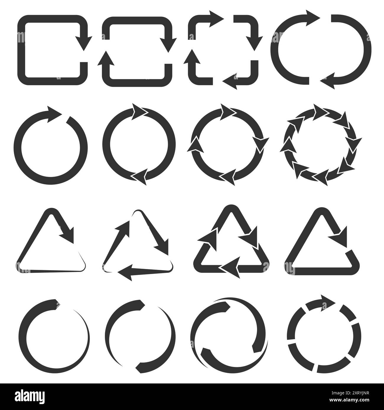 Loadings simple icons. Refresh black signs. Moving arrows. Graphic ...