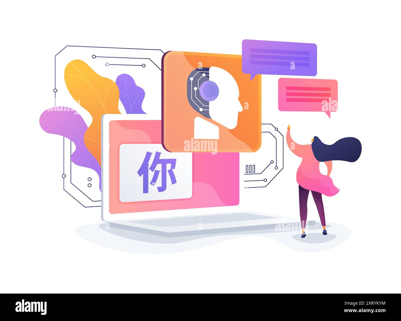 AI-Backed Language Translation abstract concept vector illustration ...