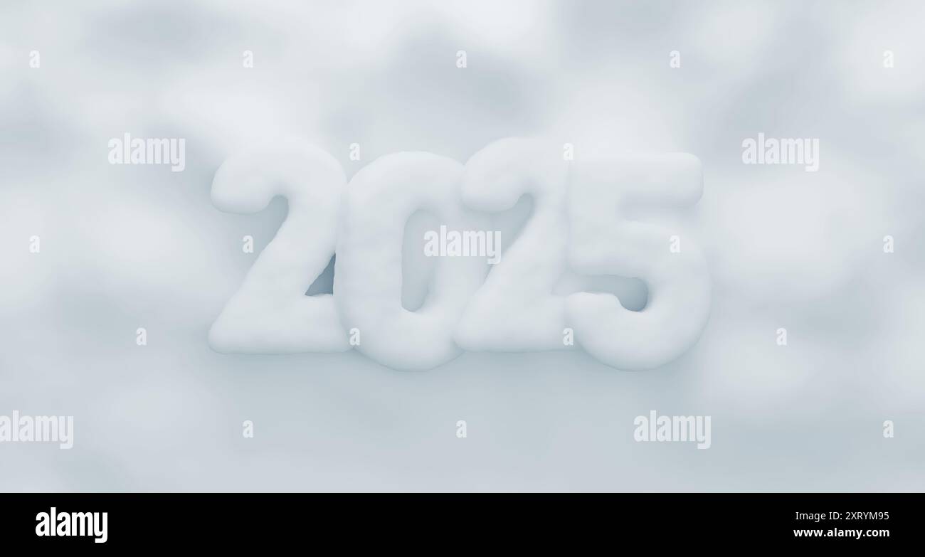 2025 Numbers made of snow on snow background. 2025 Happy New Year. 3d ...
