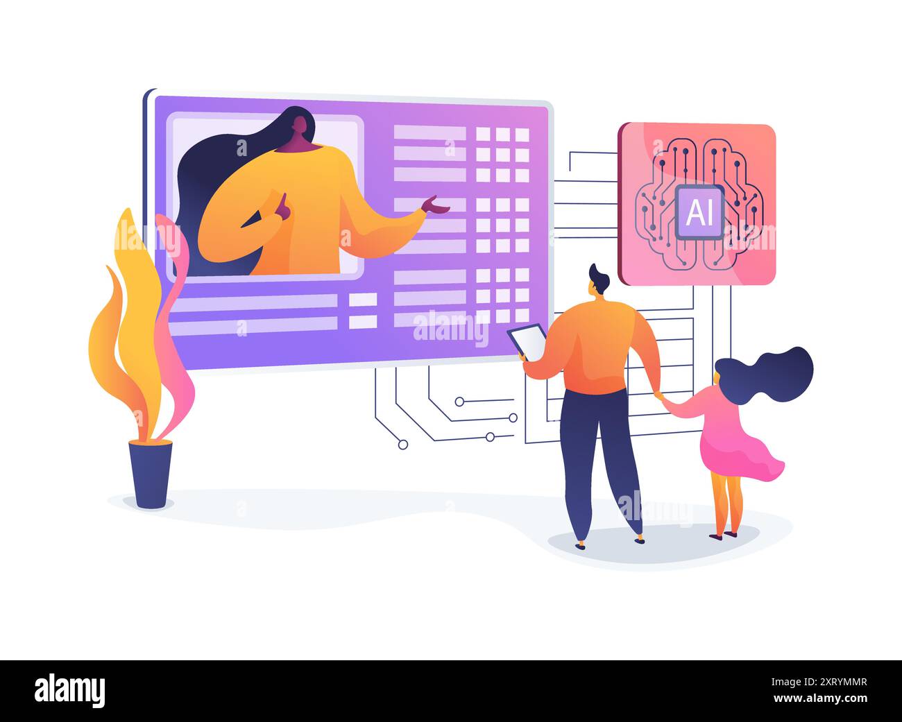 AI-Enhanced Parent-Teacher Communication abstract concept vector ...