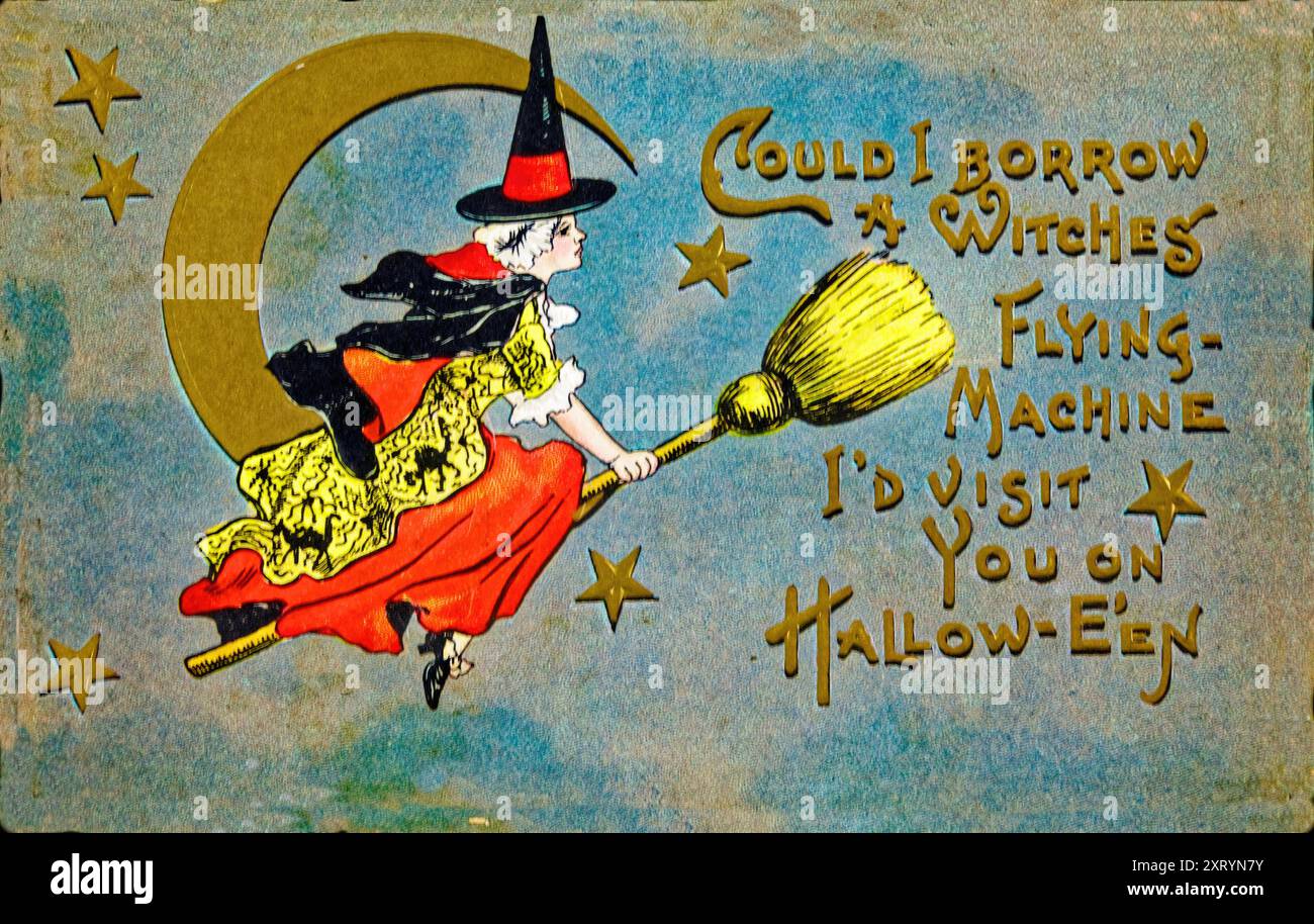 Vintage Halloween Greetings card Stock Photo - Alamy