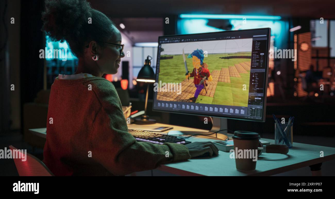 Portrait of Black Female Video Game Designer Creating Metaverse and ...