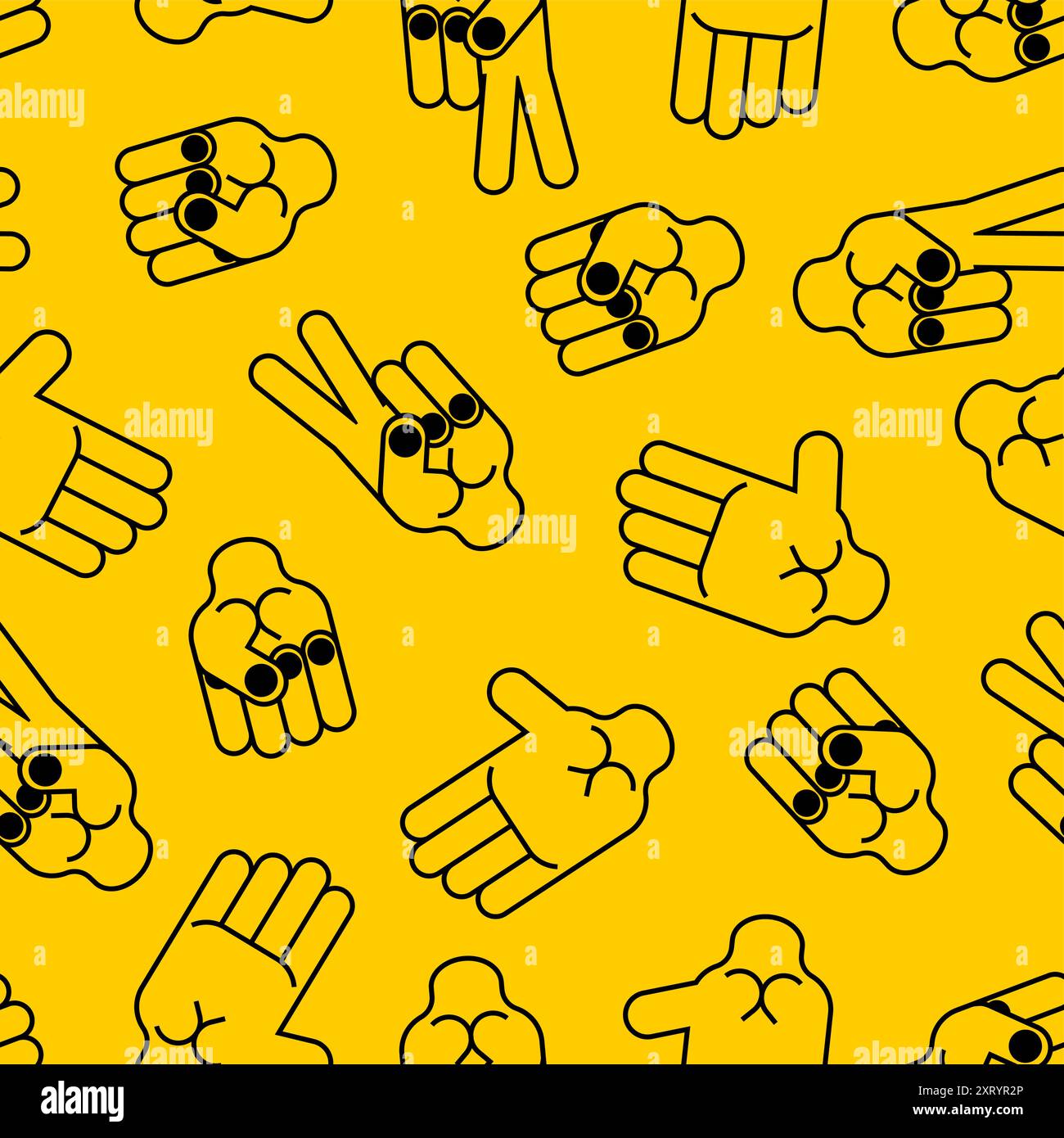 Rock, paper, scissors sign pattern seamless. Hand fist game sign ...