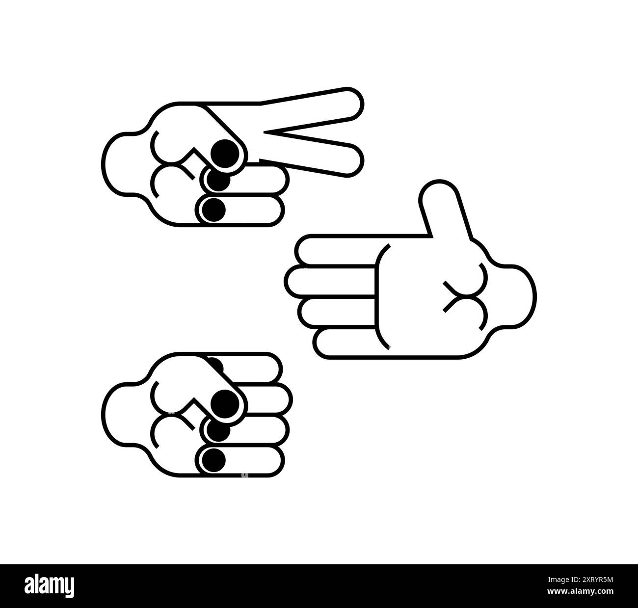 Rock, paper, scissors sign set. Hand fist game sign. Fingers game icon ...