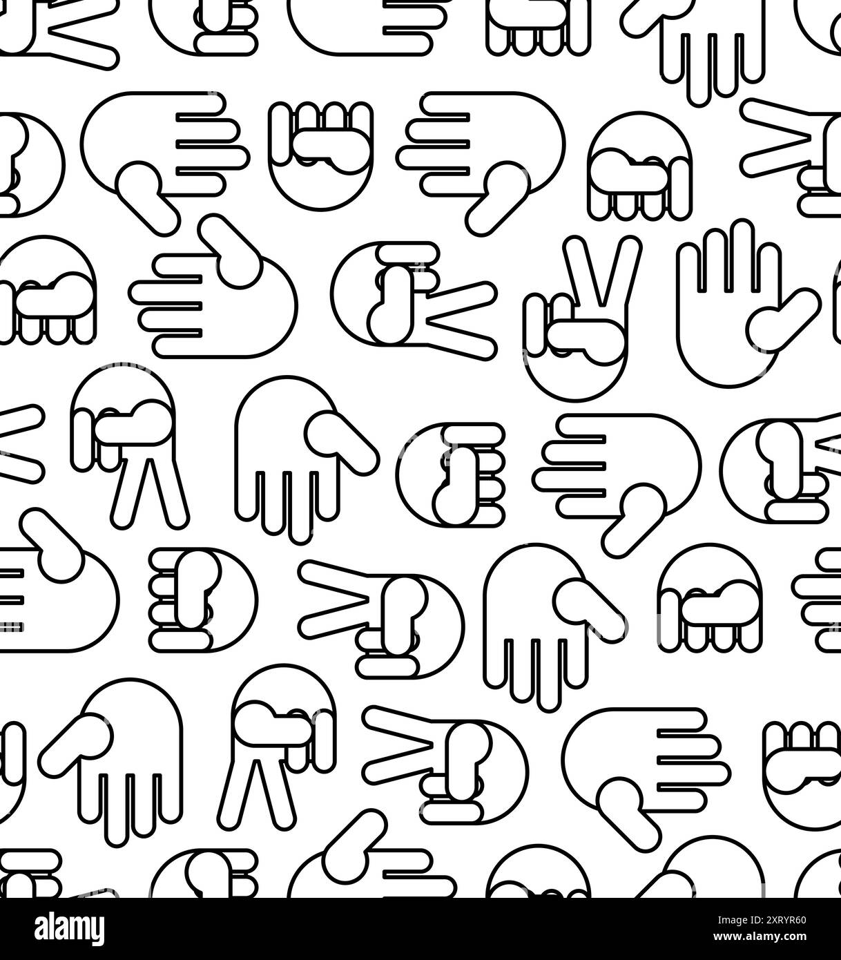 Rock, paper, scissors sign pattern seamless. Hand fist game sign ...