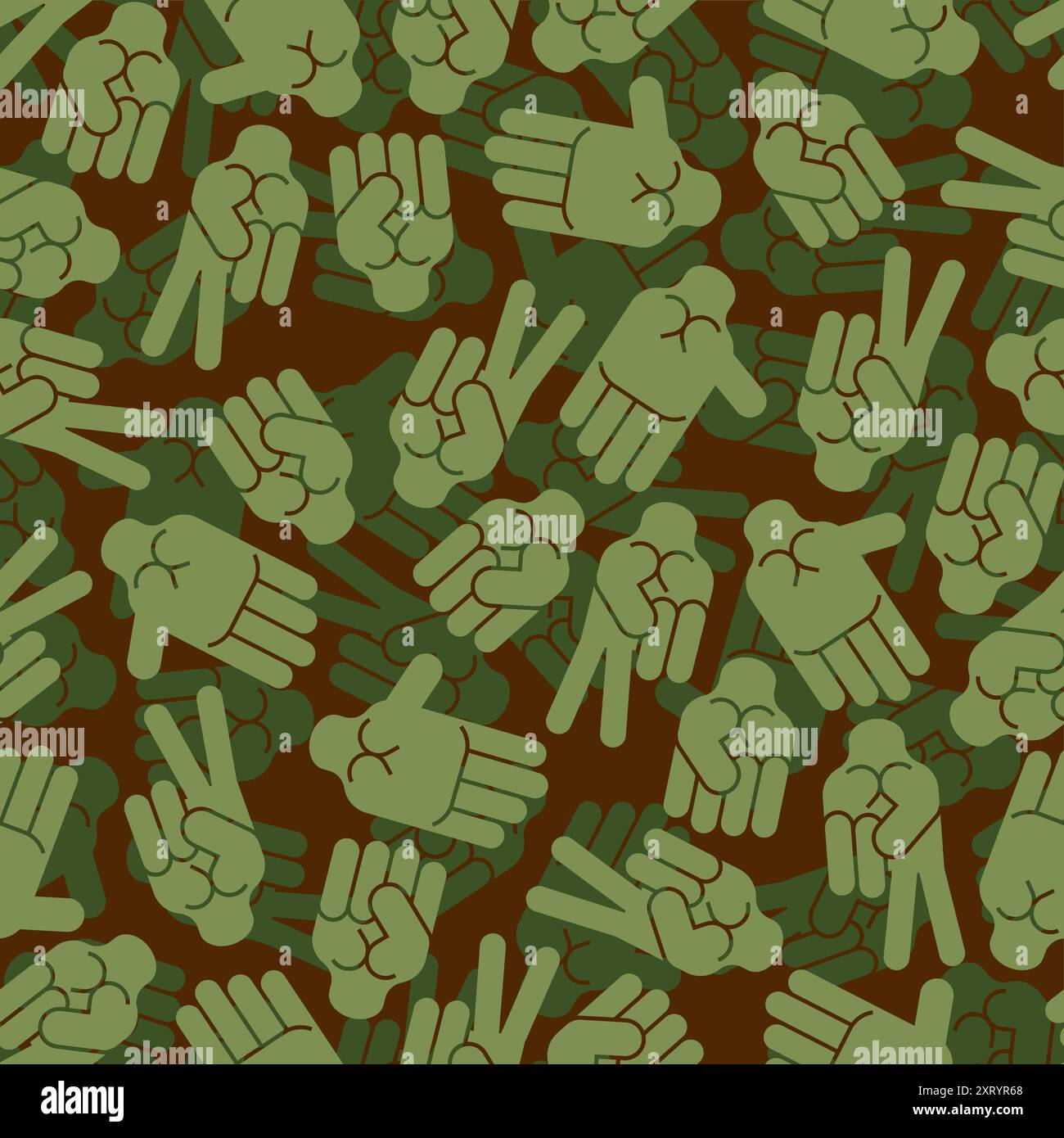 Rock, paper, scissors Military pattern seamless. Hand fist game army ...