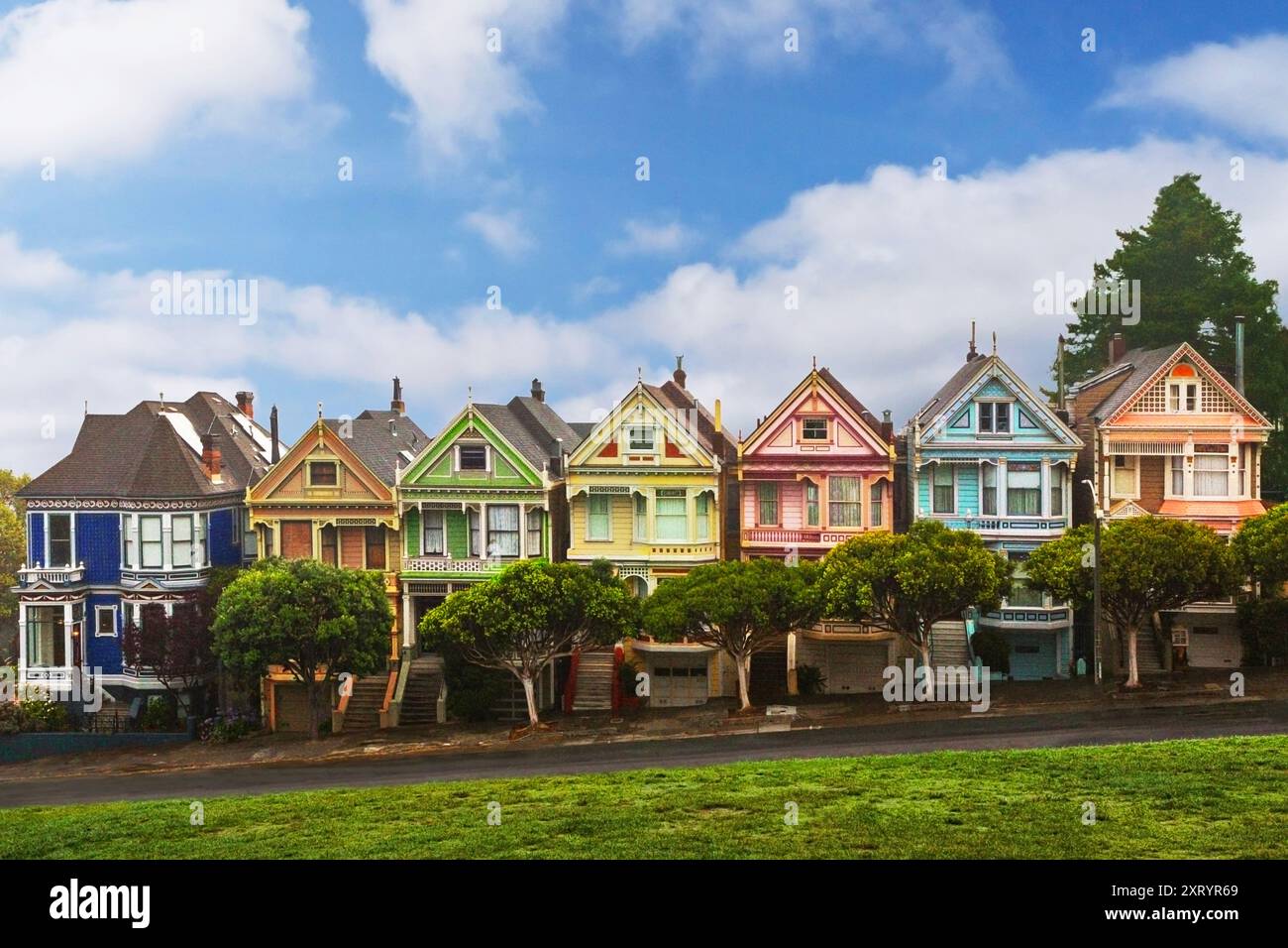 Colorful houses known as Painted Ladies in San Francisco, USA Stock ...