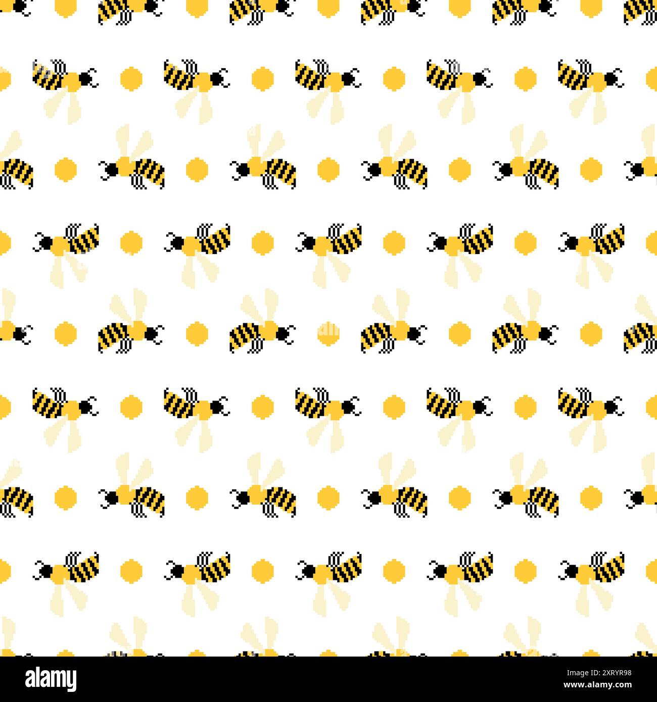 Bee pixel art pattern seamless. insect honeybee 8 bit background. Baby ...