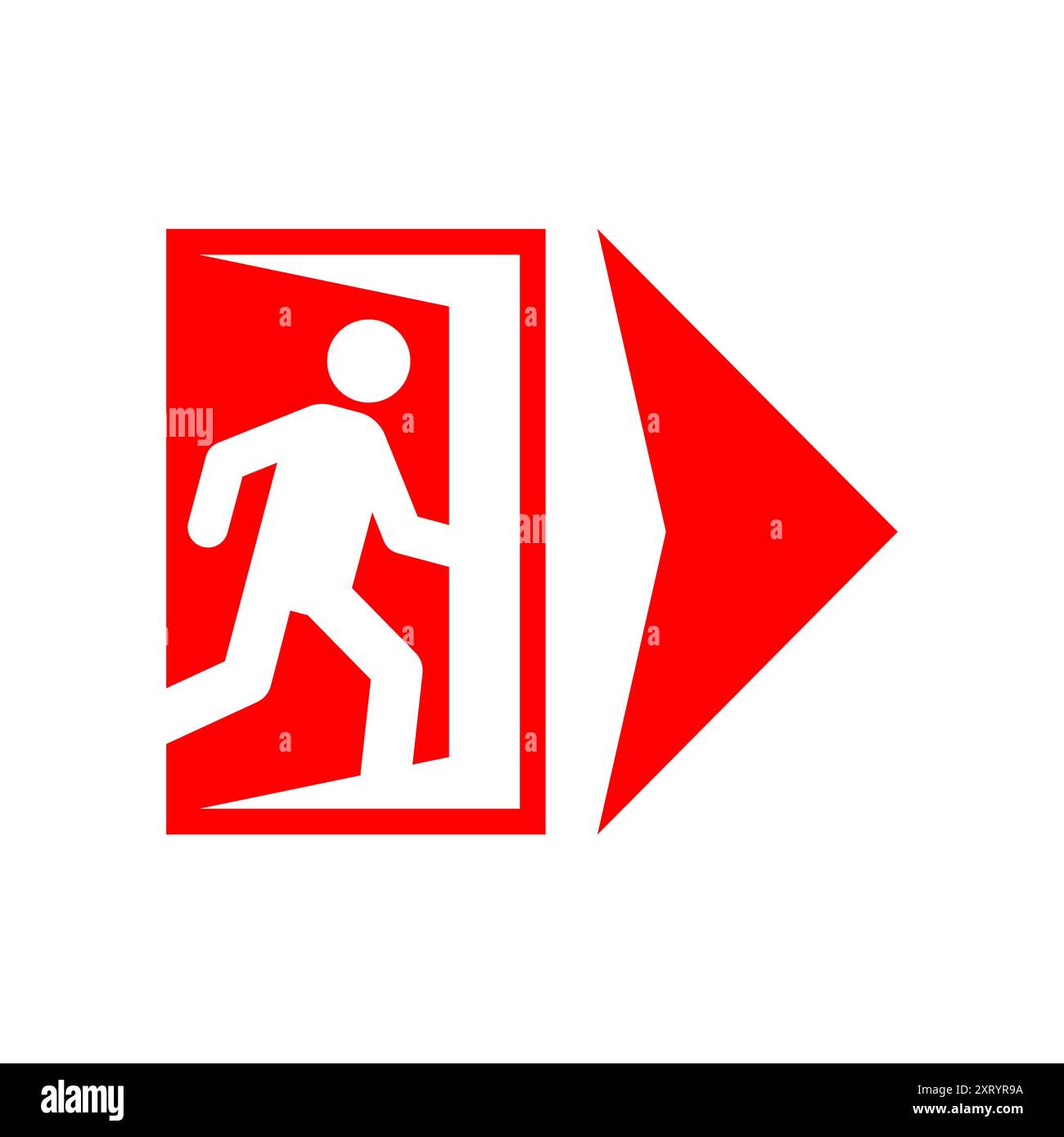 Exit sign evacuation icon. Man exiting door symbol. Exit sign for evacuation direction Stock ...