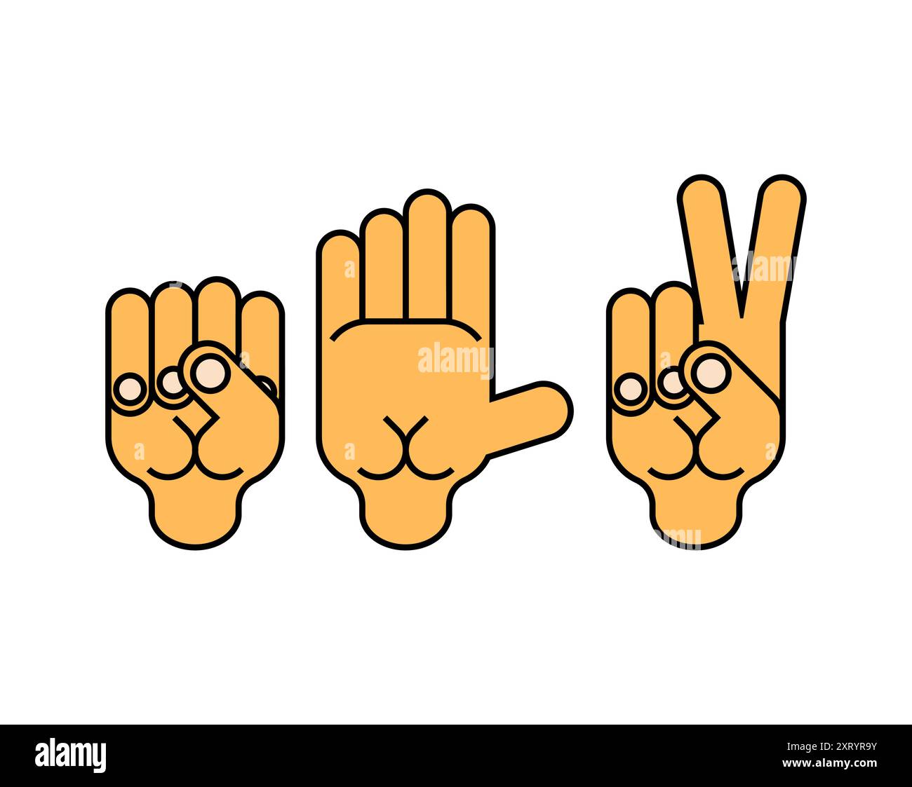 Rock, paper, scissors sign set. Hand fist game sign. Fingers game icon ... Rock, paper, scissors sign set. Hand fist game sign. Fingers game icon ...