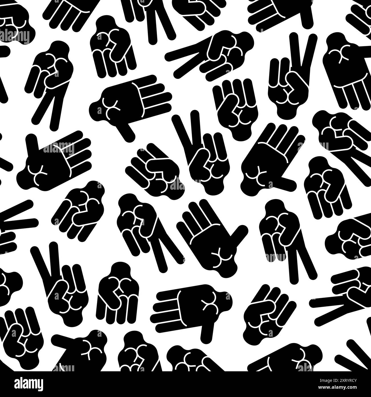 Rock, paper, scissors sign pattern seamless. Hand fist game sign ...