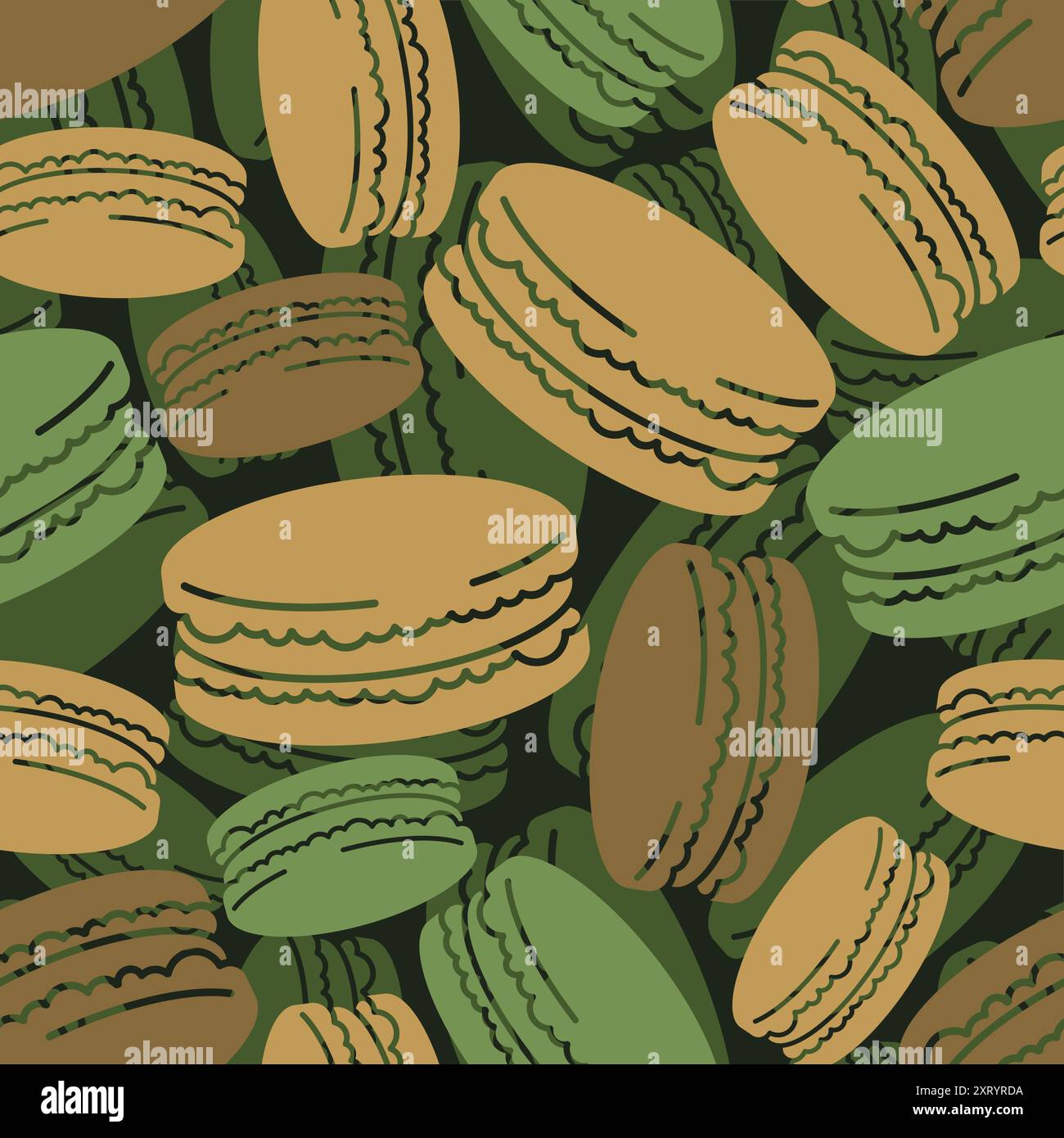 Colorful macarons Military pattern seamless. Army macaroons background ...