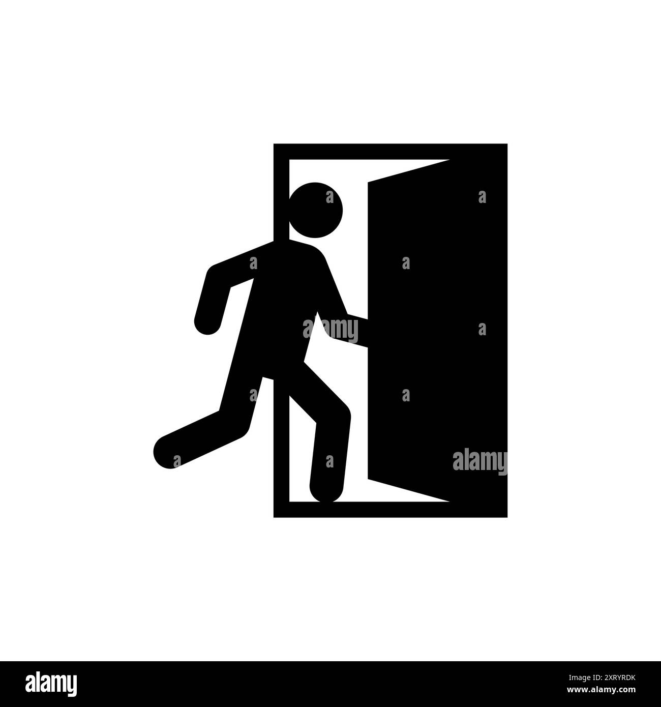 Exit sign evacuation icon. Man exiting door symbol. Exit sign for ...