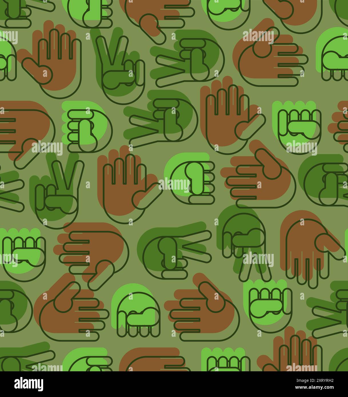 Rock, paper, scissors Military pattern seamless. Hand fist game army ...