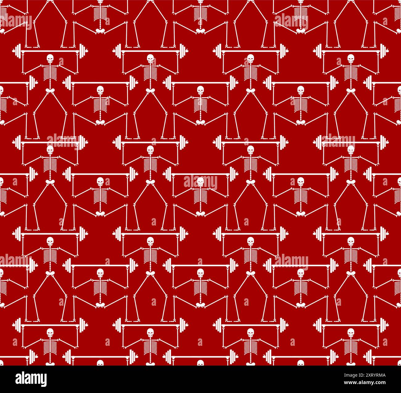 Skeleton and barbell pattern seamless. Gym background. Hardcore weight ...