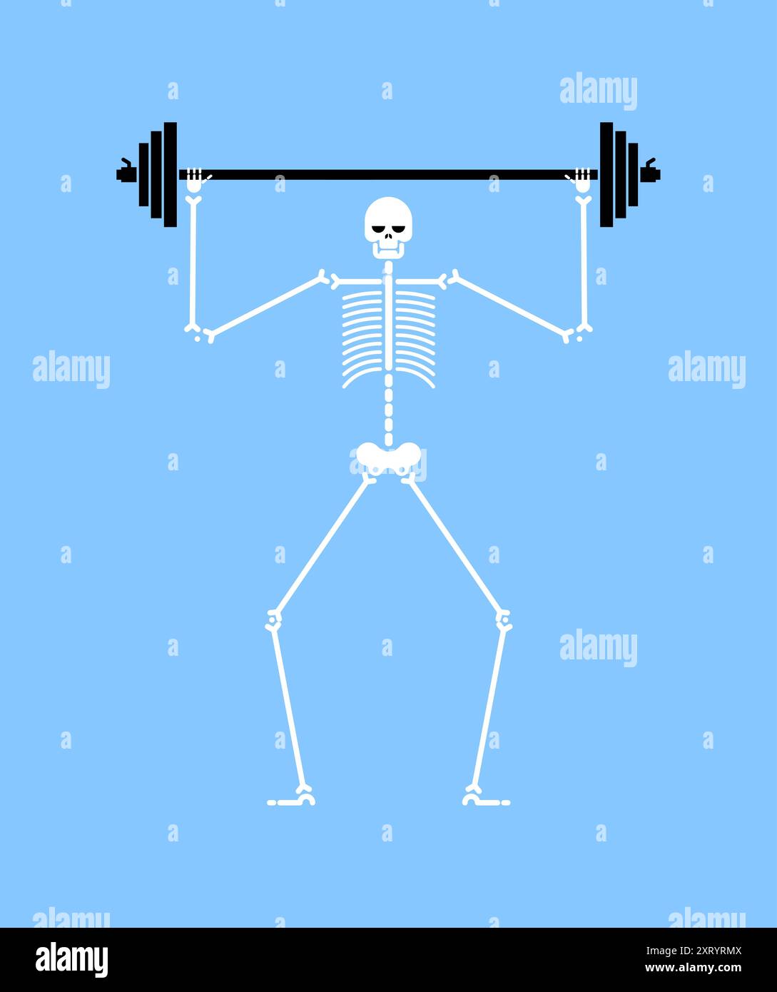 Skeleton and barbell. Gym symbol. Hardcore weight training. Fitness ...