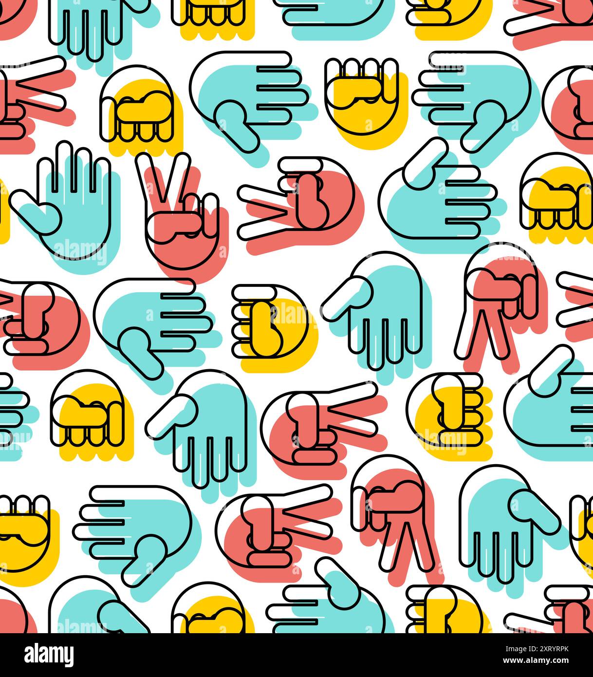 Rock, paper, scissors sign pattern seamless. Hand fist game sign ...