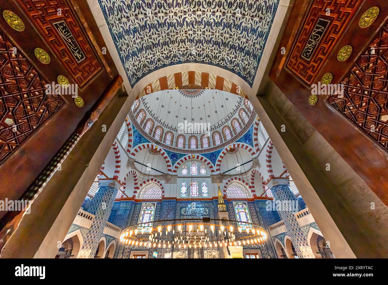 Rustem Pasha Mosque in Istanbul, Turkey through its wooden doors Stock ...