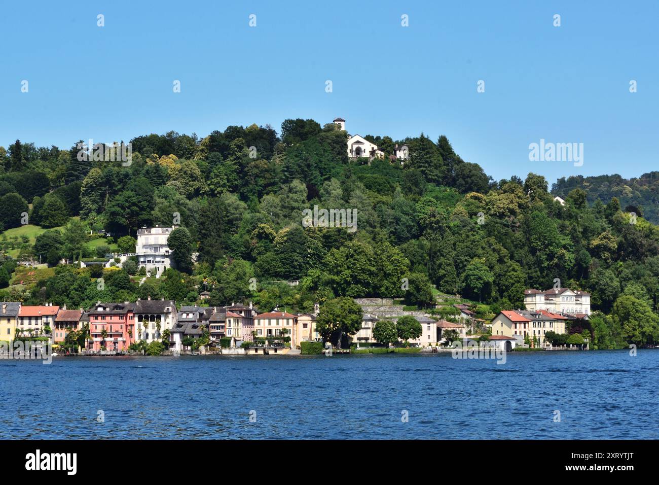 View of the lakeside town of Orta San Giulio on Lake Orta, Italy, seen ...