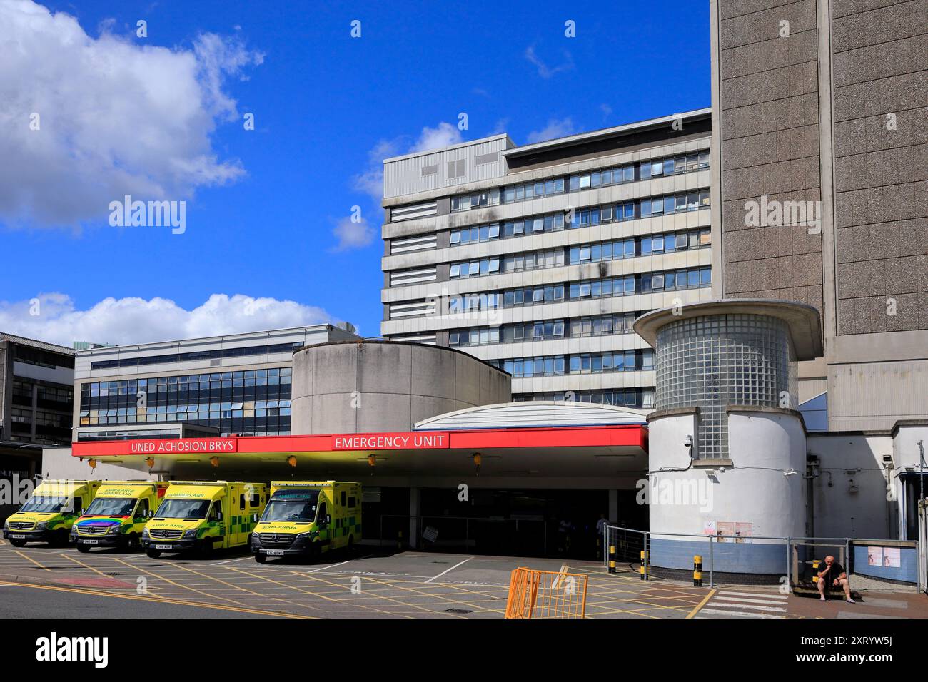 Ambulances parked at Emergency unit, University Hospital of Wales ...