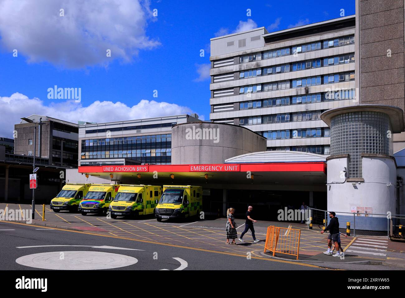 Ambulances parked at Emergency unit, University Hospital of Wales ...